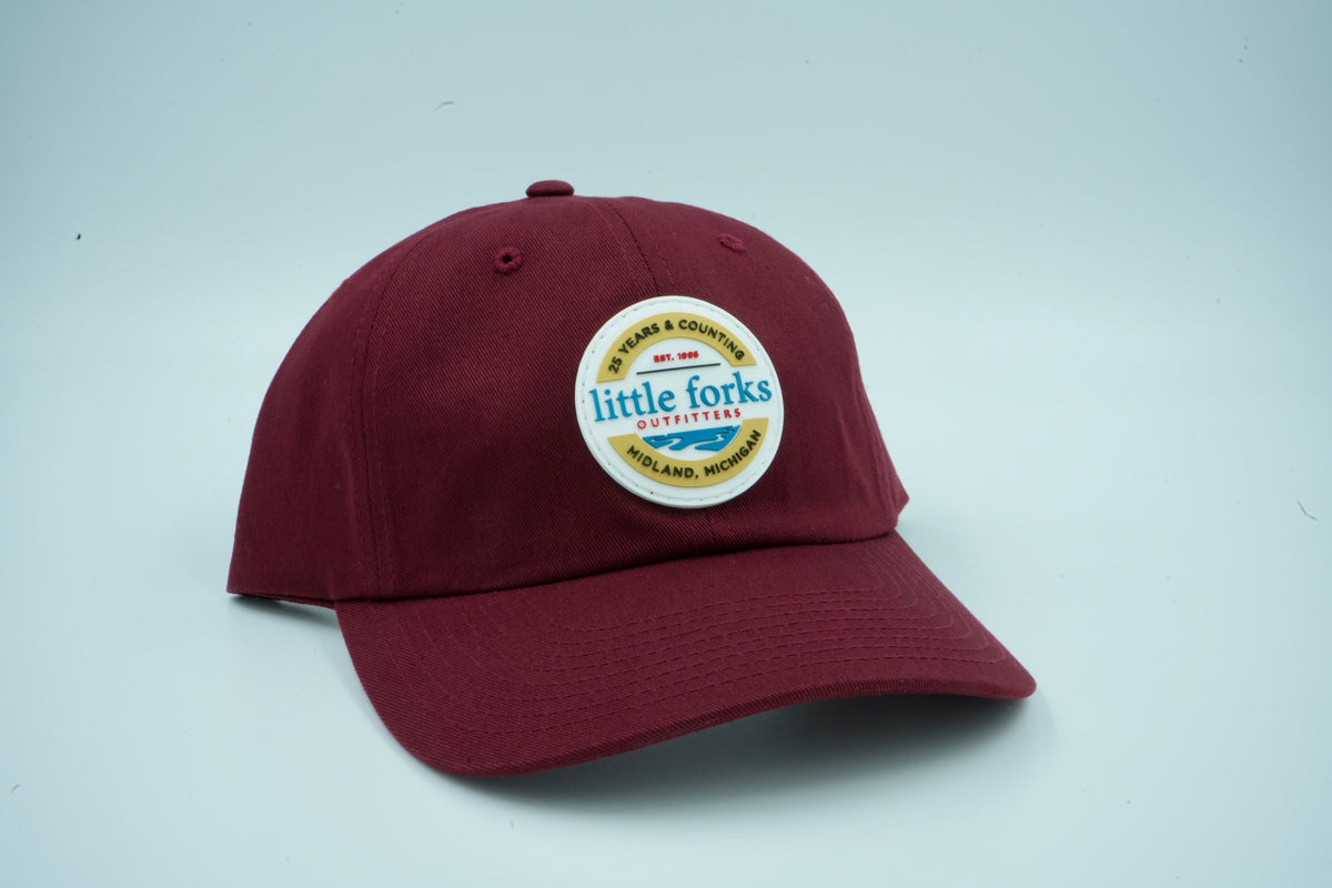 LFO Cotton Strapback Hat Pale Maroon Rubber Patch — Little Forks Outfitters